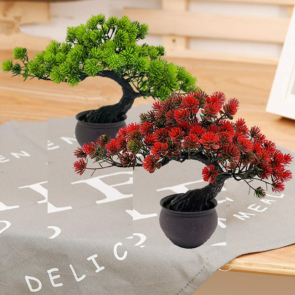 Fycooler Artificial Plants Artificial Bonsai Juniper Tree Potted Faux Japanese Pine Bonsai Simulation Zen Garden Fake Plant Artificial Bonsai Tree for Home Office Showcase Indoor Décor Desktop Display