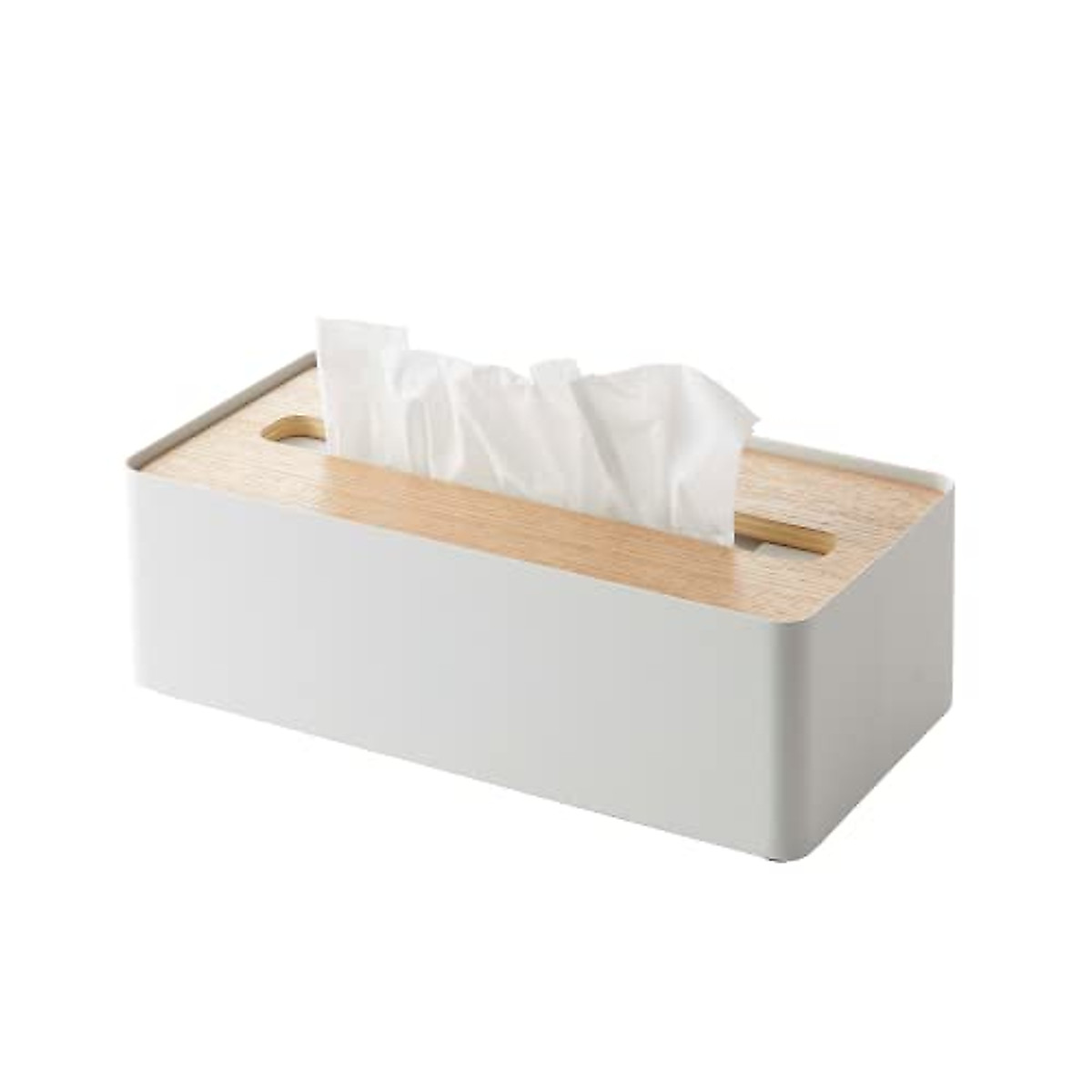 YAMAZAKI home Rin Tissue Case with A Lid, Natural, Short