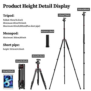 Tripod for Camera, Victiv 81 inch Professional Camera Tripod Monopod, Aluminium DSLR Tripod Heavy Duty for Travel with 360 Degree Ball Head and Phone Mount, Compatible with Canon Nikon Sony