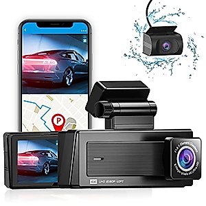 V6D Dash Cam Front and Rear,4K+1080P Dual Dash Camera for Cars,Built-in WiFi GPS Car Camera,3.18-inch Display Dashcam,170° Wide Angle Dashboard Camera Recorder, Night Vision, Parking Monitor