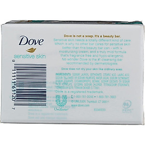 Dove Sensitive Skin Beauty Bar Soap, Unscented, 4 oz, 2 Ct (2 Pack) (Bundle)