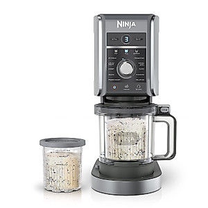 Ninja NC501 CREAMi Deluxe 11-in-1 Ice Cream & Frozen Treat Maker for Ice Cream, Sorbet, Milkshakes, Frozen Drinks & More, 11 Programs, with 2 XL Family Size Pint Containers, Perfect for Kids (Renewed) (Silver)