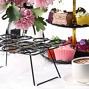2 Pieces Ice Cream Cone Baking Racks Cupcake Display Racks Cupcake Cone Stands Cupcakes Holders for Home Kitchen Baking Cooking Cupcake Ice Cream Tools Supplies (Black)