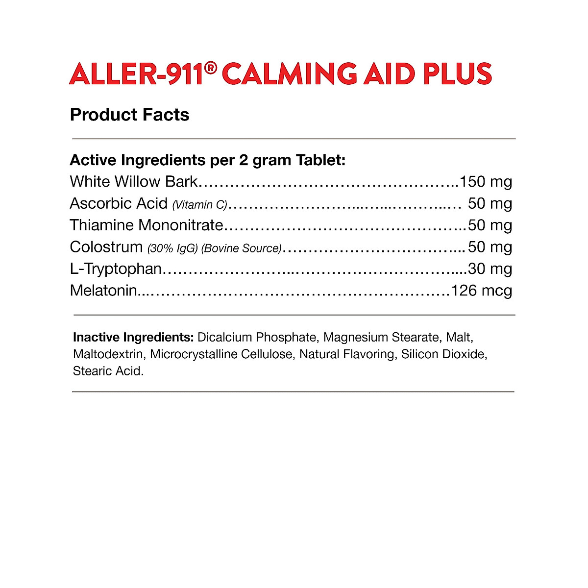 NaturVet Aller-911 Calming Aid & Allergy Aid Dog Supplement – Helps Reduce Stress, Minimize Seasonal Allergy Symptoms, Tension, Excessive Scratching - Includes Melatonin – 30 Ct.