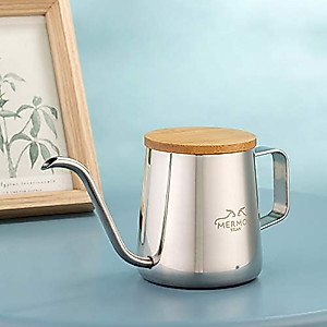 MERMOO YILAN Pour Over Drip Kettle 350ml Stainless Steel Gooseneck Coffee Kettle Long Narrow Spout Hand Drip Coffee Tea Pot with Lid