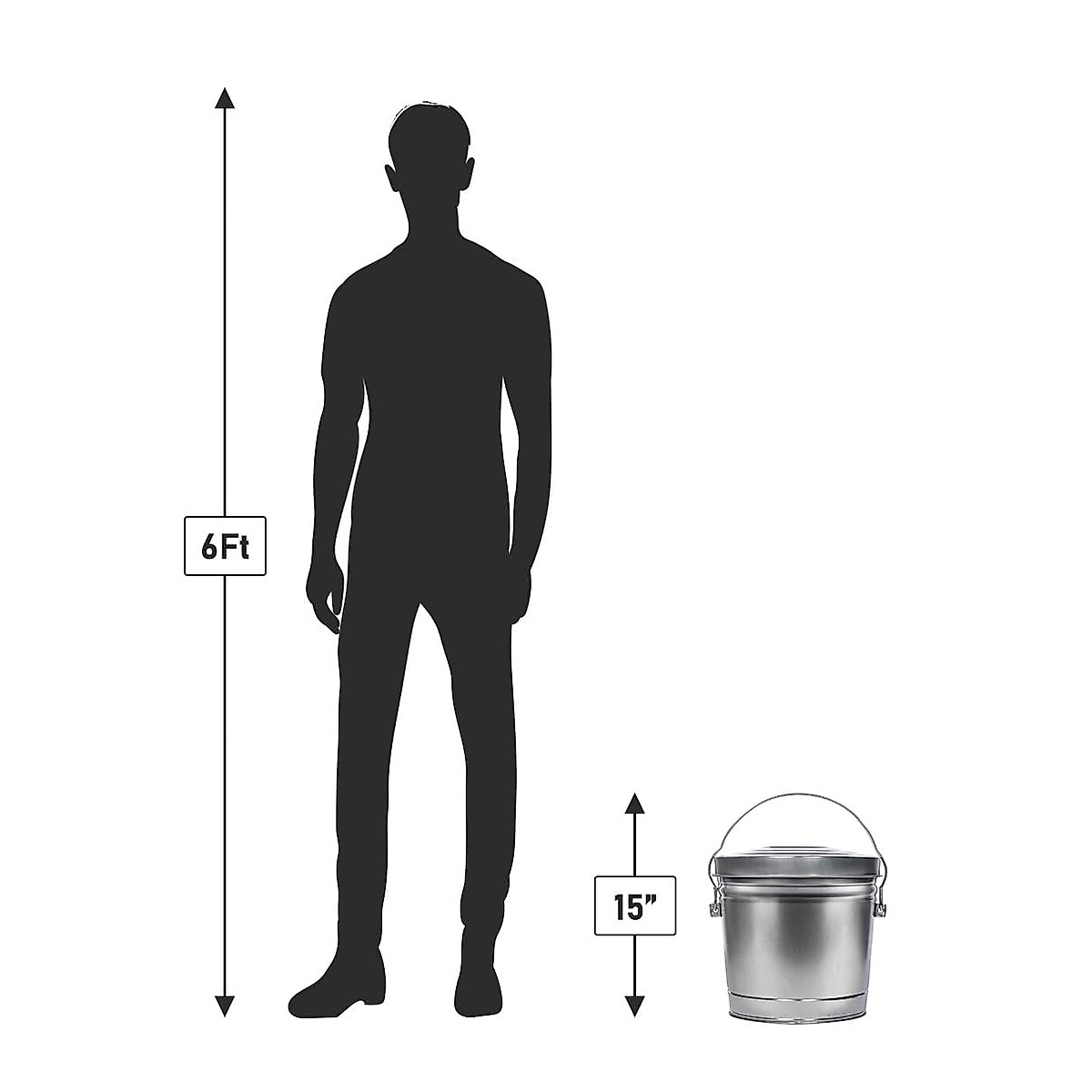 Plexon 6-Gallon Galvanized Steel Trash Can with Locking Lid