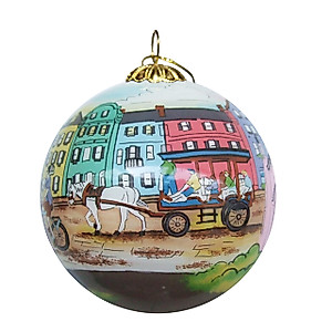 Blown Glass Christmas Ornament | Illustrated Charleston | Hand Painted Inside | Original Art | Includes Gift Box