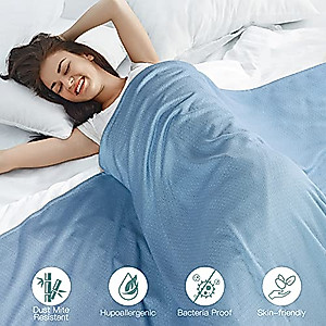 Cooling Bamboo Blankets, Queen Size Breathable Travel Summer Cool Blankets for Hot Sleeper Night Sweat,Cozy Soft Cold Throw Lightweight for Bed Couch All-Season Uses, 79"x86", Blue