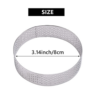 JUMYNOOY 6 Tart Rings Stainless Steel Heat-Resistant Perforated Cake Ring Mold Round Baking