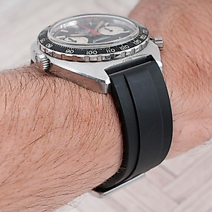 StrapHabit Quick Release Rubber Watch Strap Band FKM 20mm 22mm 24mm (Black, 22mm)