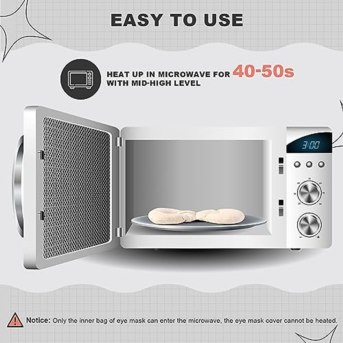 2 Packs Heated Eye Mask for Dry Eyes, Microwave Activated Moist Heat Therapy Compress Dry Eye, Warm Eye Mask for Dark Circles and Puffiness, Natural Therapy Cassia Lavender Eye Mask Black+ Pink