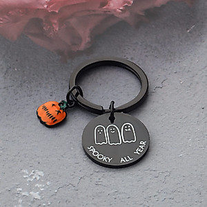 ENSIANTH Halloween Ghost Keychain Spooky All Year Keychain Thanksgiving gift Pumpkin Keychain Trick or Treat Gift (Halloween Key Black)