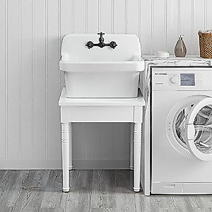 ALCHEMY Farmhouse Style Table for 24 inch Utility Sink,Durable and Spacious Cabinets Compatible with Your Utility Sink, Perfect for Laundry Room, Garage, or Workshop Organization