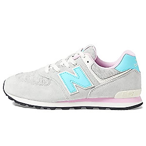 New Balance Kids 574 V1 70s Racing Lace-up Sneaker, BRIGHTON GREY/SUMMER AQUA/LILAC CLOUD, 2 W Little Kid (4-8 Years)
