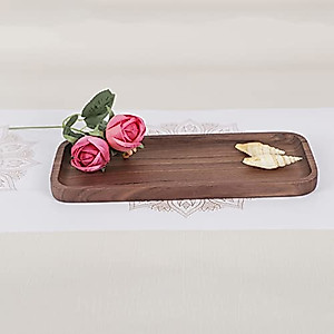 Royalling Walnut Wooden Tray Solid Wood Serving Tray Bathroom Tray Rectangle Small Platter Tea Tray Coffee Table Tray (11.8X5in)