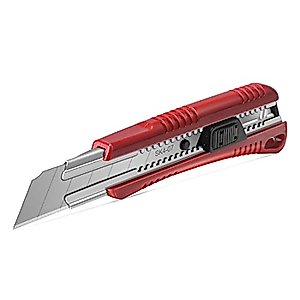 HAUTMEC 25mm Extra Heavy-Duty Utility Knife, Snap-off Retractable Box Cutter with 3pcs Sharp Blades, Auto-lock Mechanism, Sturdy Body HT0080-KN