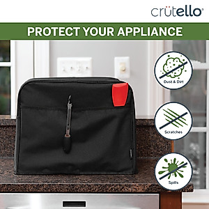 Crutello Convection Toaster Oven Cover with Storage Pockets, Large Toaster Cover - Fits Machines Up to 17 x 15 x 14 Inches - Black Toaster Ovens Countertop Cover