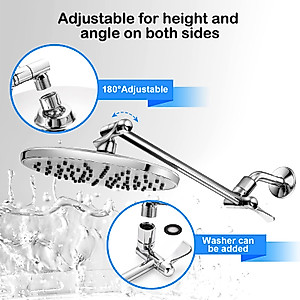 Rain Shower Head with 11'' Adjustable Arm, WarmSpray High Pressure Rainfall Showerhead with Stainless Steel Shower Arm, Rain High Flow and Amazing Pressure (9-Inch Shower Head with Arm, Chrome)