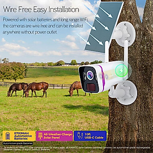 XMARTO WiFi 6 Wire-Free Solar Home Security Camera System Wireless, 4-Cam 4MP QHD CCTV Camera Kit with 10CH Expandable 4K WiFi NVR and Past 120-Day Video Storage, All-Weather Solar Charge (SCS-2K104)