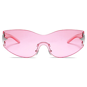 Allarallvr Y2K Trendy Sunglasses for Women Men Gafas De Sol Para Mujer Shield Wrap Around Sun glasses AR82143(Pink,Pink)