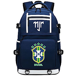 GENGX WesQi Student Boys Travel Knapsack,Neymar JR School Backpack Large Waterproof Laptop Bag with USB Charging Port