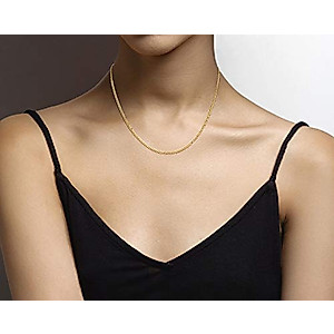 Miabella Solid 18K Gold Over 925 Sterling Silver Italian 2.3mm Diamond Cut Cuban Link Curb Chain Necklace for Women Men, Made in Italy (Length 18 Inches (women's average length))