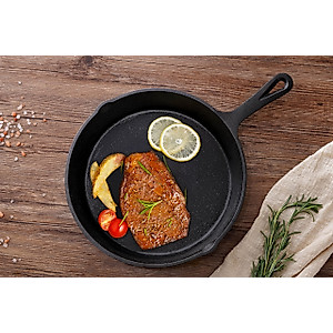 Honkyuns 10 Inch Pre-Seasoned Cast Iron Skillets Pan, Frying Pan with Silicone Heat-Resistant Handle Cover for Indoor and Outdoor Use-Grilling, Frying,Baking and Cooking Black