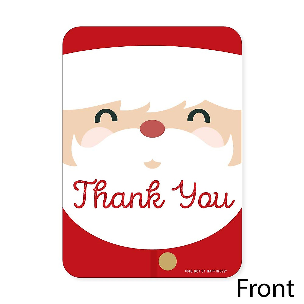 Big Dot of Happiness Jolly Santa Claus - Shaped Thank You Cards - Christmas Party Thank You Note Cards with Envelopes - Set of 12