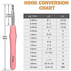 Ergonomic Crochet Hooks Set with Case, BCMRUN 2.25mm(B)-6mm(J) Soft Grip Handles Knitting Needles with Large-Eye Blunt Needles, Stitch Marker, Tape Measure, Crochet Needles Kit for Arthritic Hands
