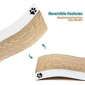 Conlun Cat Scratcher Cat Scratch Pads with Premium Scratch Textures Wave Curved Shape Design No More Torn Cardboard Reversible Anti-Slip Durable Cardboard Cat Scratcher - 2 Pack