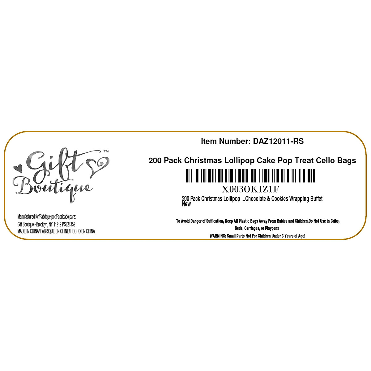 Gift Boutique 600 Small Christmas Treat Bags 3" x 5" with 600 Twist Ties Holiday Plastic Cellophane Bag for Making Your Own Lollipop Cake Pops Candy Lolly Chocolate & Cookies Easy Gift Wrapping Cello