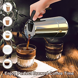 Deeoutlife Stovetop Espresso Maker Moka Pot - Percolator Italian Coffee Machine Maker, Stainless Steel Espresso Pot Full Bodied Coffee Stove Top Classic Cafe Maker,6 Cup/300ml