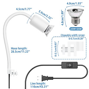 Moonorange Reptile Heat Lamp, 360° Rotatable UVA/UVB Light Lamp with 2 Pack Basking Bulbs (25W + 35W), Suitable for Bearded Dragon, Reptiles, Turtle, Lizard, Snake (White)