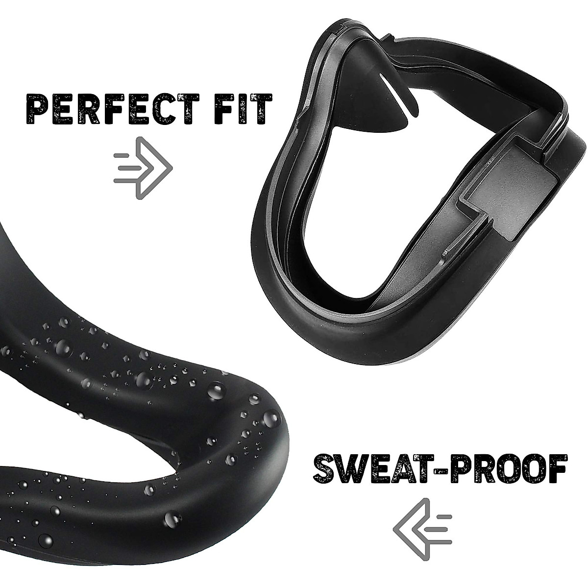 VR Silicone Facial Cover Skin Accessory for Oculus Quest 2 - Washable Sweat-Proof Anti-Leakage Light Blocking Face Cover (Black)