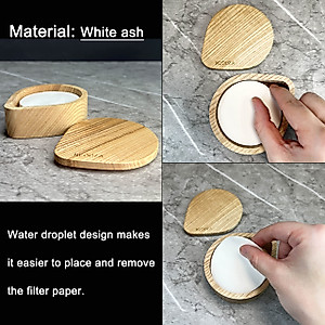 NEOUZA Coffee Round Paper Filter Container Shower Screen Holder for Espresso Machine Portafilter Moka Pot AeroPress, White Ash