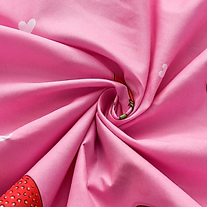 Lightweight Hotel Luxury Duvet Cover 3 Piece Set-Kids Kawaii Cute Fruit Strawberry Ultra Soft Premium Microfiber Breathable Comforter Cover with Zipper Closure, Corner Ties Full/Queen (90x90 inches) …