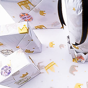 MR FIVE 30 Sheets White and Metallic Gold Tissue Paper Bulk,20" x 28",Gold Tissue Paper for Gift Bags,DIY and Crafts,Gift Wrapping Paper for Weeding,Graduation,Birthday