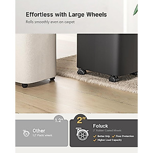 Slim Laundry Hamper with Wheels, 60L Rolling Laundry Basket with Lid and 2-Inch Silent Wheels, Small Clothes Hamper with Bamboo Handles for Clothes Toys in Dorm Bedroom Bathroom, Black