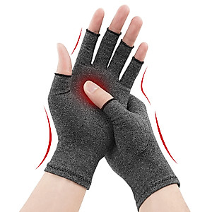 AOOWU Arthritis Gloves for Women Men, Arthritis Pain Relief Gloves Fingerless Gloves Hand Warmers Gloves Carpal Tunnel Rheumatiod Tendonitis Fingerless Hand Thumb Compression Gloves Mother Gifts-L