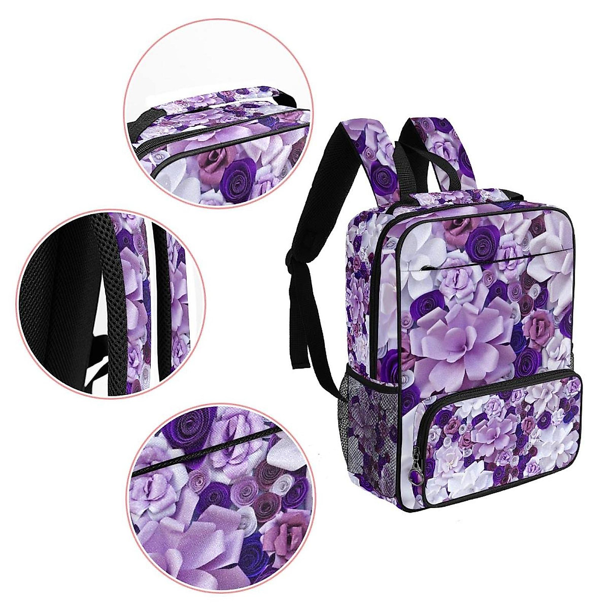 VBFOFBV Travel Backpack, Laptop Backpack for Women Men, Fashion Backpack, Purple White Fl：