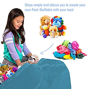 Posh Stuffable Kids Stuffed Animal Storage Bean Bag Chair Cover - Childrens Toy Organizer, X-Large 48" - Heather Teal