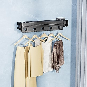 BENOSS Wall Mounted Clothes Drying Rack, Collapsible Laundry Garment Hanger, Easy Assembly Space Saver Hangers for Balcony Bathroom Bedroom (Grey-S)