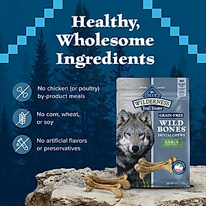Blue Buffalo Wilderness Wild Bones Grain-Free Dental Chews Dog Treats, Large, 27-oz Bag