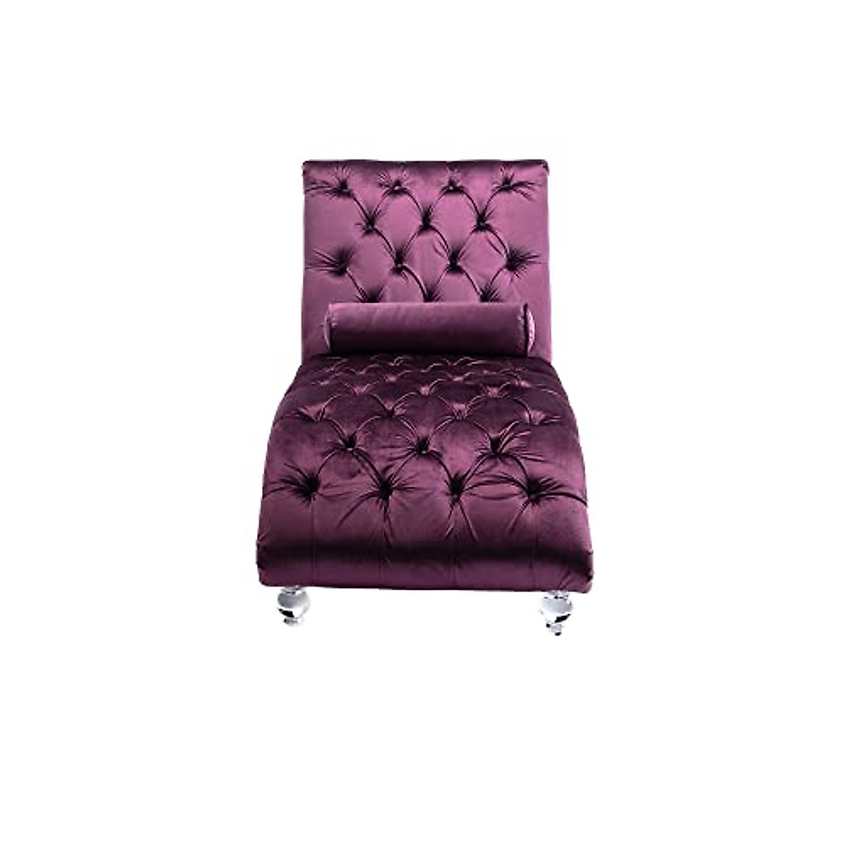Leisure Velvet Concubine Sofa Accent Sofa Chaise Reclining Lounger Barrel Sofa with Acrylic Feet (Purple)