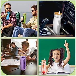 Uiifan 6 Pack 20 oz Glass Tumbler with Straw and Bamboo Lid Reusable Iced Coffee Tumbler Glass Water Bottle with Lids and Protective Sleeve Wide Mouth Water Cups for Home Office Party, 6 Colors