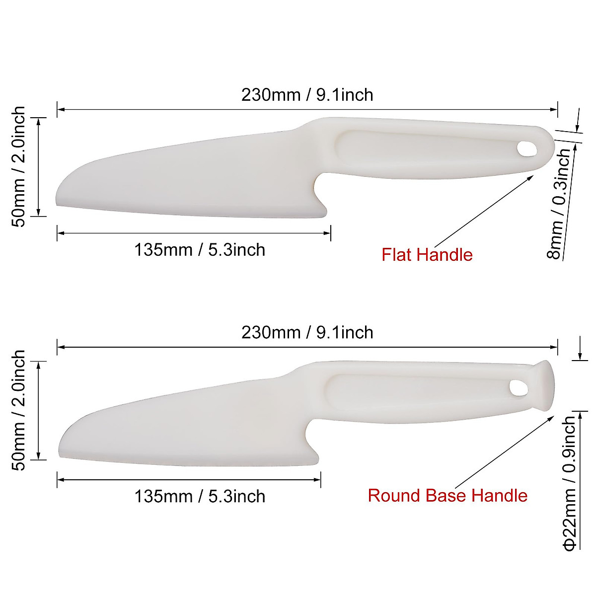 Safe Nylon Knife for Kids, Professional Plastic Knife for Cutting Lettuce, Heat-resistant Kitchen Knife for Nonstick Pans, Best as Bread Knife, Fruit Knife etc. (Flat-White)