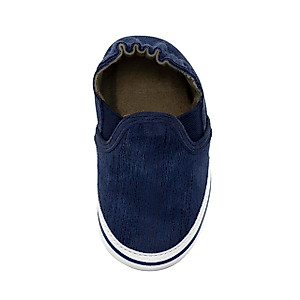 Robeez Unisex-Child Crosshatch Crib Shoe, Leather Liam Basic-Indigo, 12-18 Months M US Infant