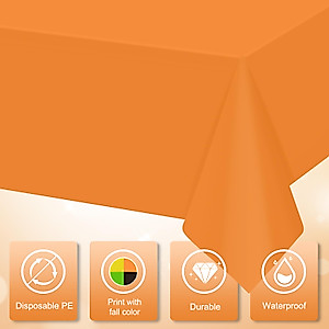 12Pcs Plastic Fall Tablecloth Yellow Orange Green Coffee Rectangle Tablecloths Disposable Table Covers for Autumn Harvest Thanksgiving Day Family Birthday Baby Shower Party Decoration, 54x108inch