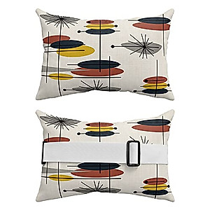 Prime Leader Recliner Head Pillow Ledge Loungers Chair Pillows with Insert Mid-Century Geometry Abstract Lotus Dark Blue Yellow Maroon Rustic Lumbar Pillow with Adjustable Strap Patio Cushion, 2 PCS
