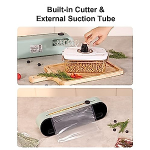 CROWNFUL Automatic Vacuum Sealer Machine, Dry & Moist Food Sealer with Built-in External Suction Tube & Cutter, Removable Drip Tray, 5 in 1 LED Touch Screen Air Sealer Machine with Vacuum Seal Bags/Roll (ETL Certified)